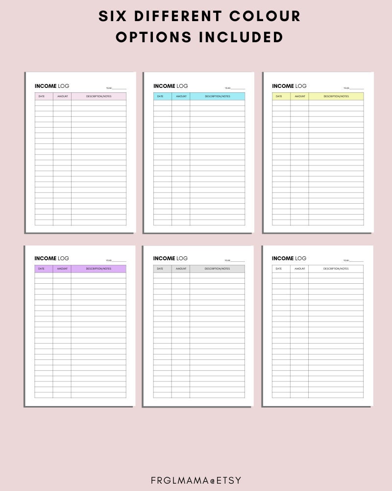 Printable Income Sheet Income Money Management Worksheet - Etsy