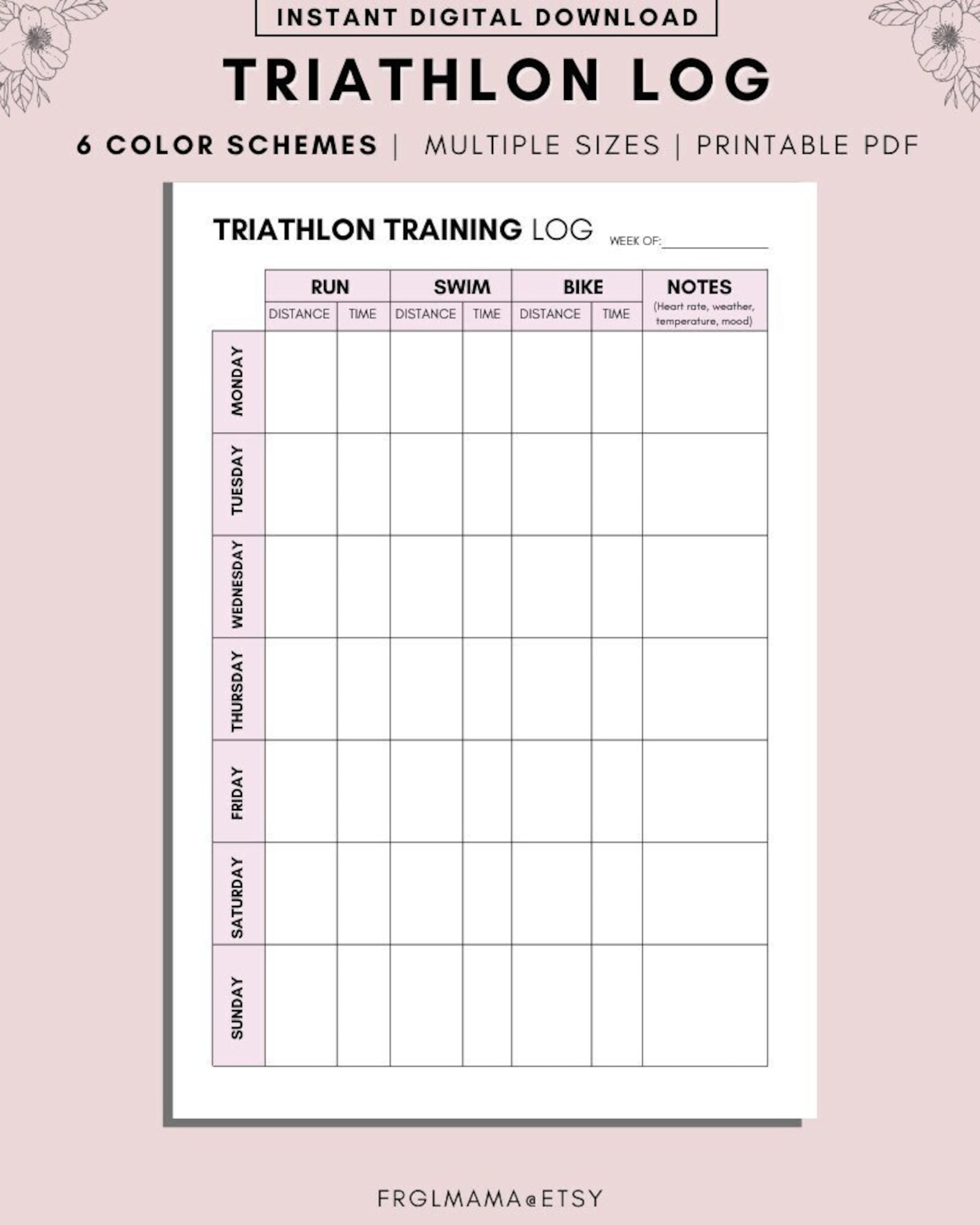 Triathlon Tracker Triathlon Log Printable Workout Planner - Etsy UK
