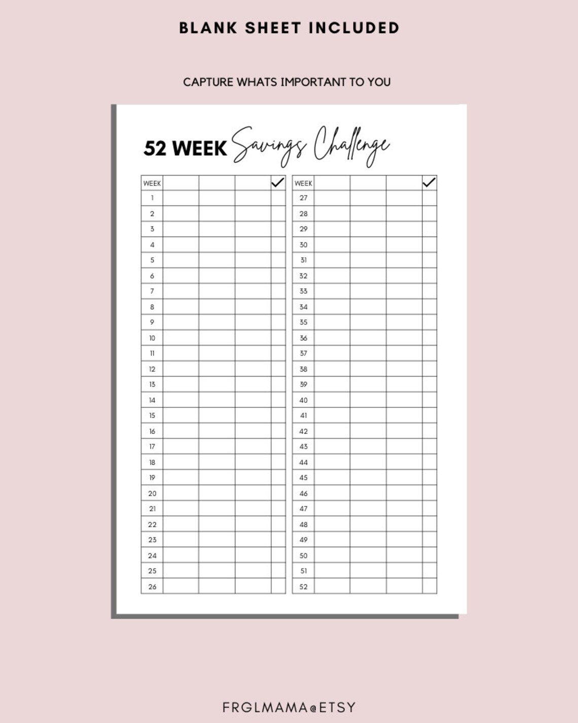 52 Week Savings Tracker Printable Savings Tracker Emergency | Etsy Canada