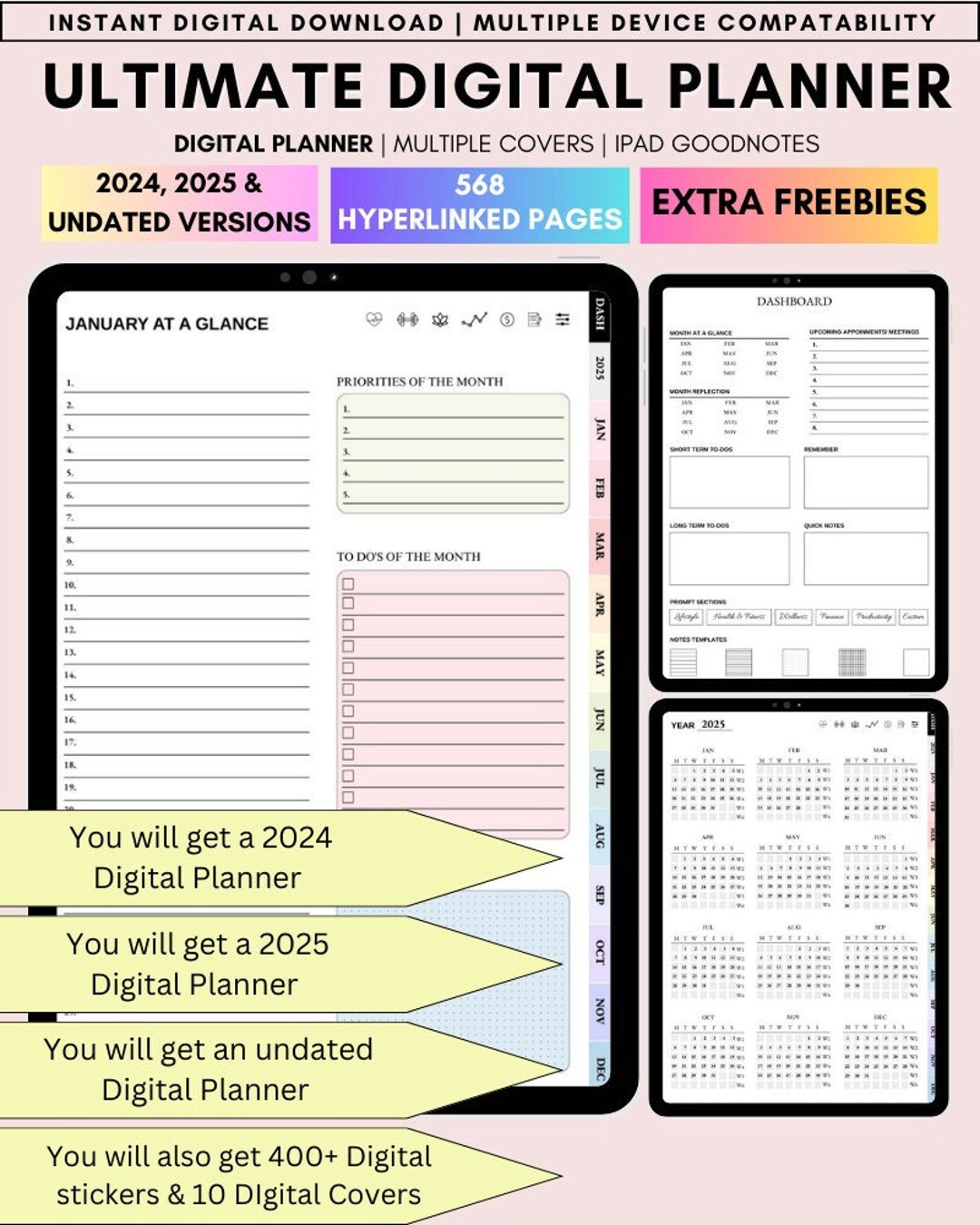 Digital Planner, Digital Planner 2024, 2025, Budget, Fitness, Notebook ...