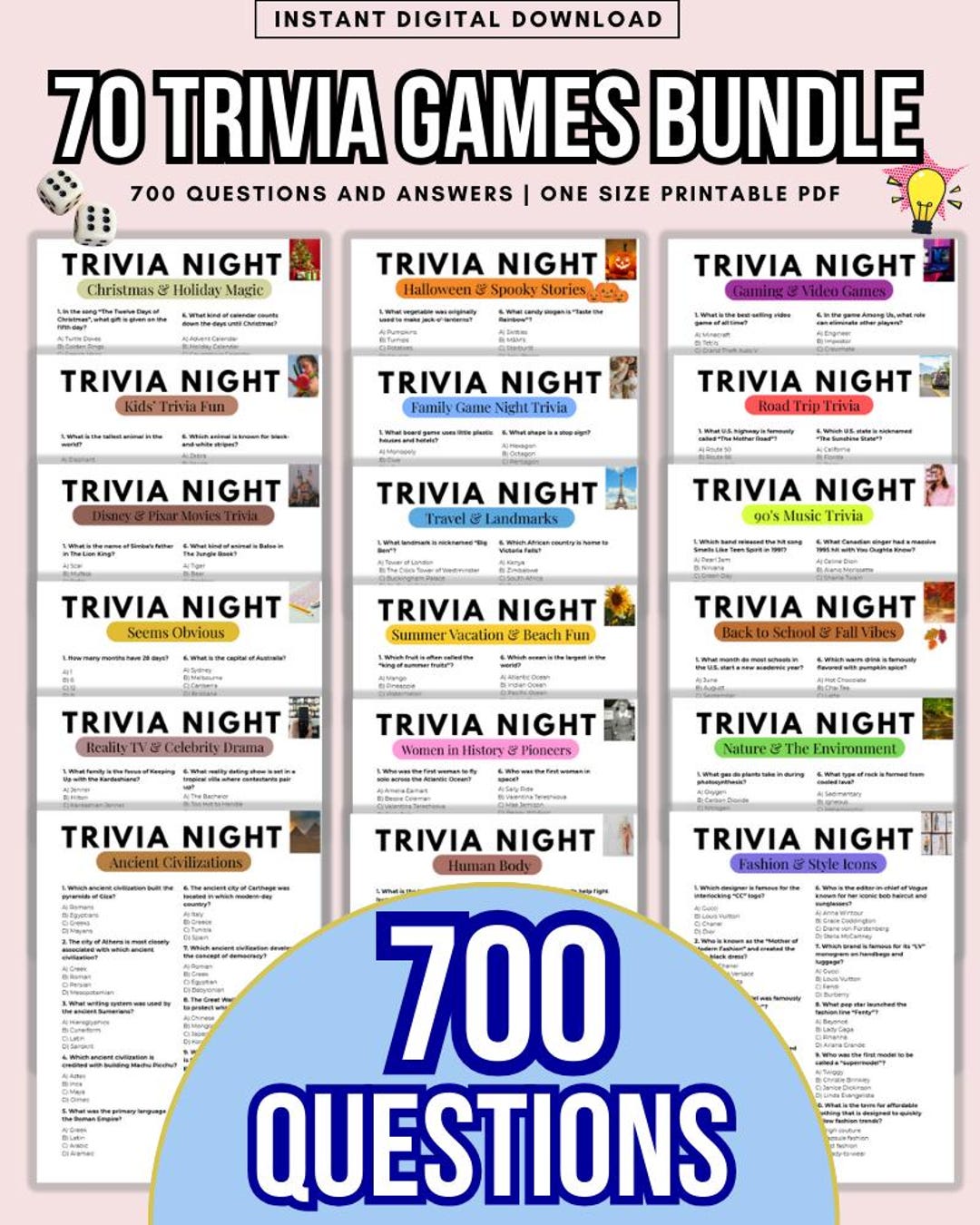 Pub Trivia Games Bundle: 700+ Questions (printable PDF) - Etsy