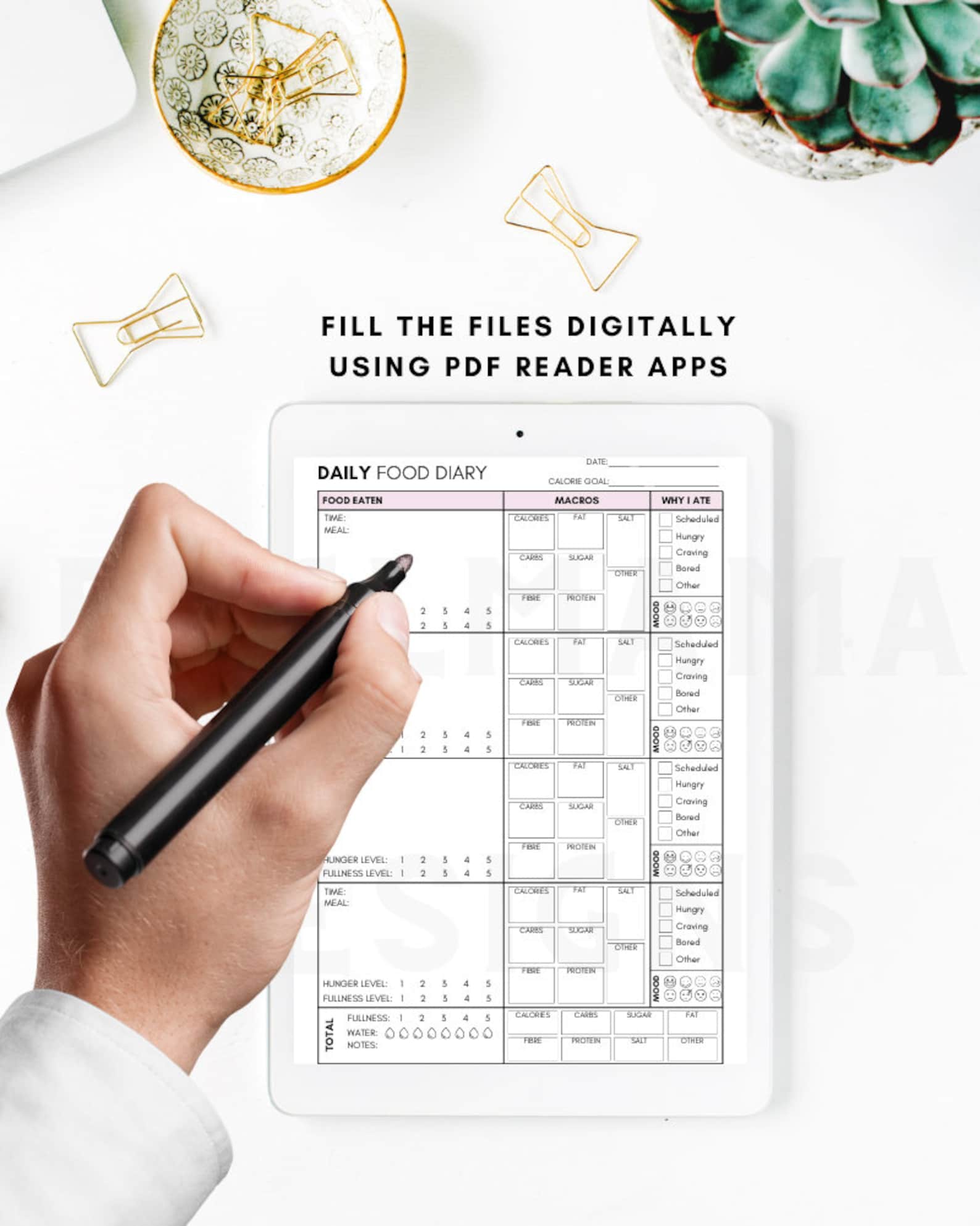 Daily Macro & Calorie Tracker: Printable Food Journal (digital Download ...