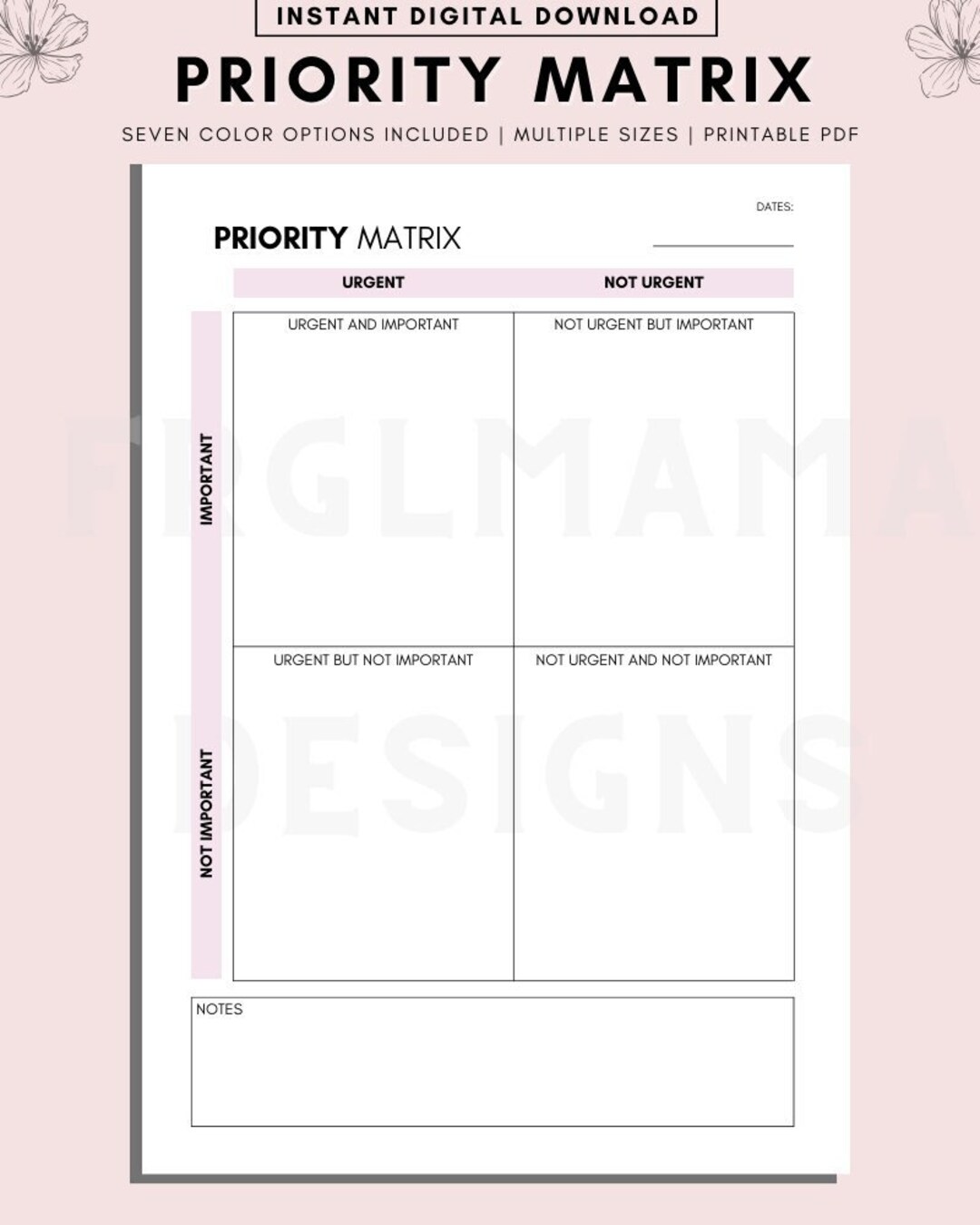 Priority Matrix Worksheet, Priority Matrix Printable, Decision Matrix ...