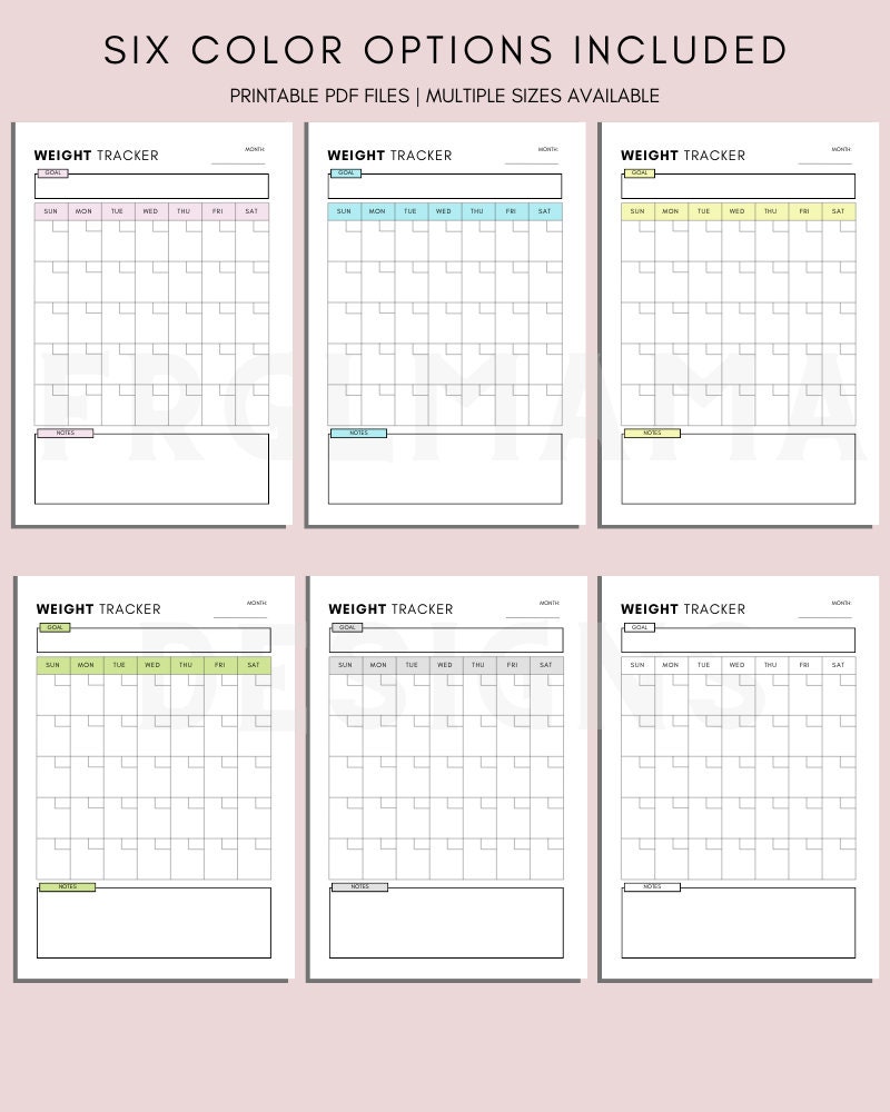 Daily Weight Tracker Printable: Weekly Weigh-in, Measurement Chart (PDF ...