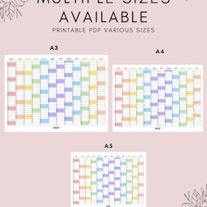 2027 Rainbow Calendar Printable: Yearly Wall Planner (A3, A4, A5 PDF ...