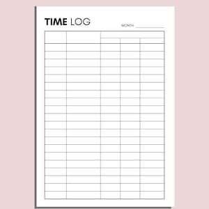 Printable Time Log Sheet: Work Hours Tracker (PDF Download) - Etsy