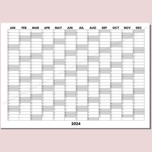 2024 Yearly Planner on 1 Page Landscape, 2024 Monthly Planner Landscape ...