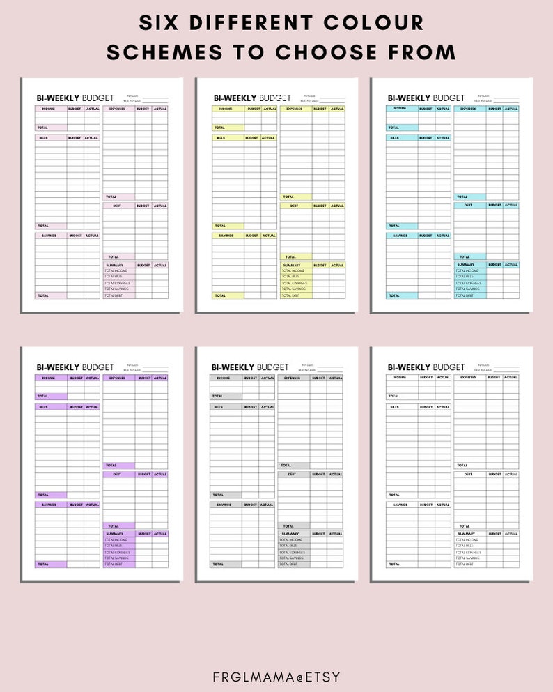Bi-weekly Budget Overview Printable: A4 A5 Letter (PDF) - Etsy