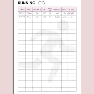 Running Log Tracker: Printable Workout Planner (A4, A5, Letter PDF) - Etsy