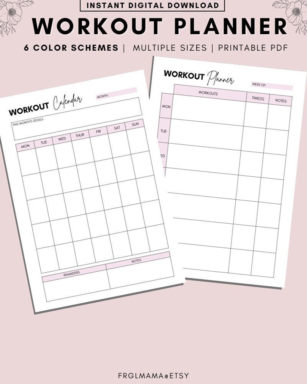 Printable Weekly Workout Planner: Fitness & Exercise Calendar (digital ...