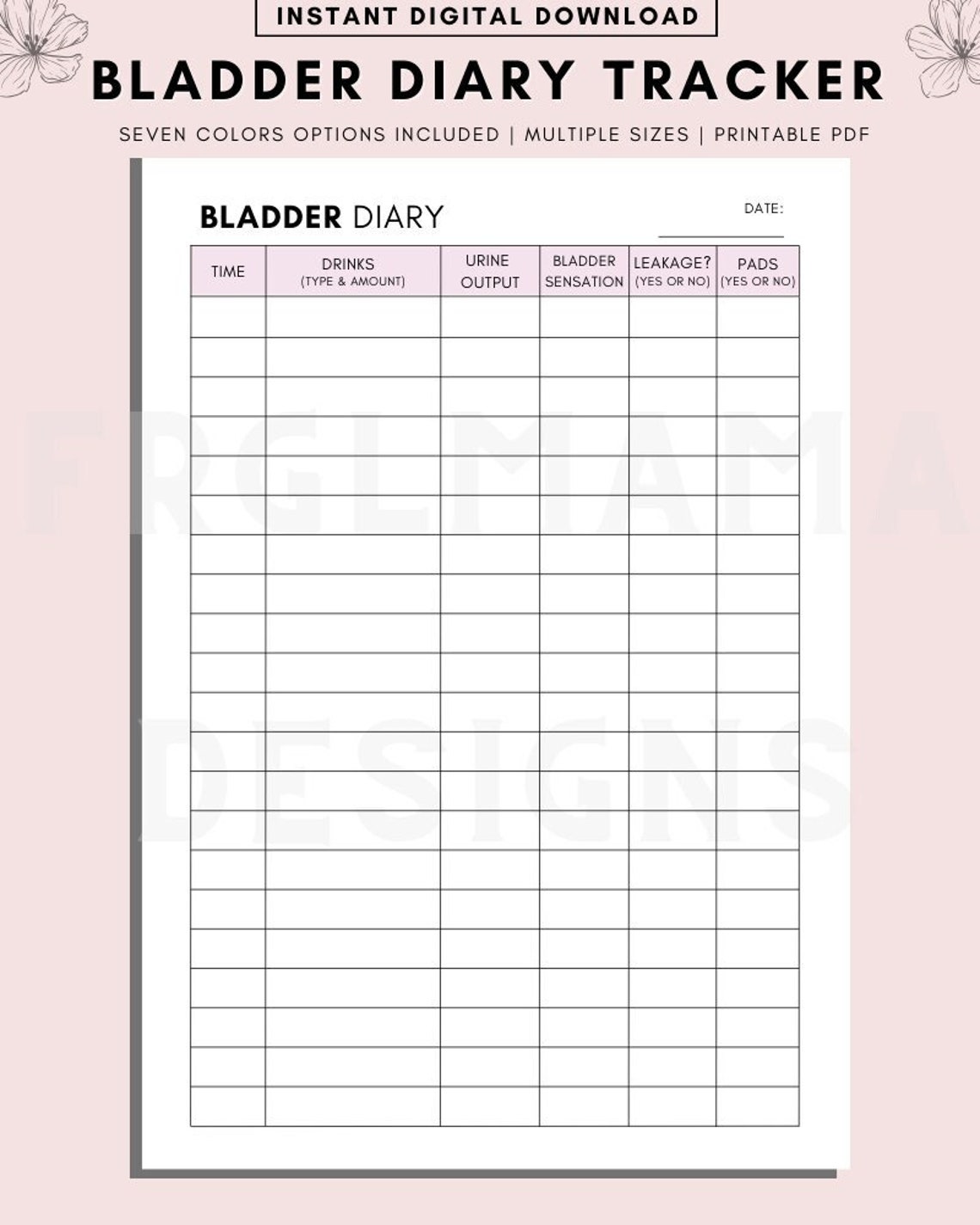 Bladder Diary Tracker Printable: Urination & Symptoms Log (PDF) - Etsy