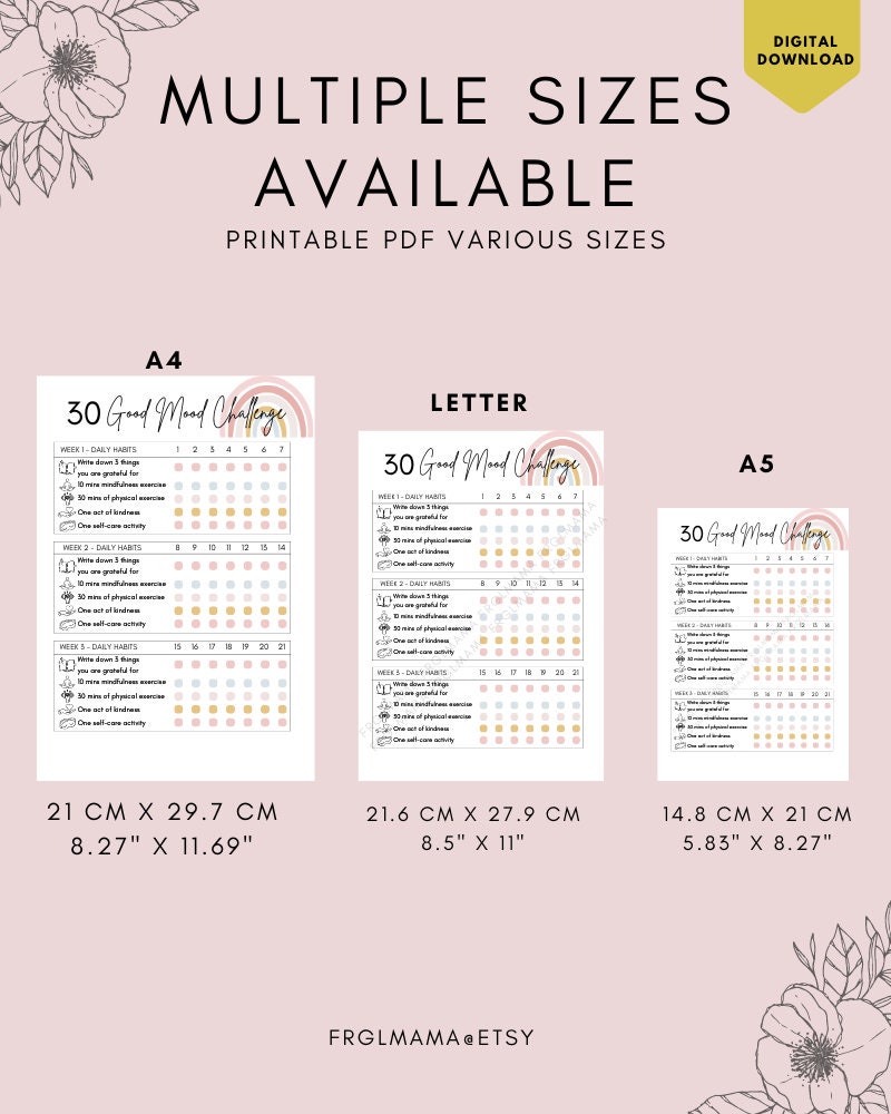 30 Day Good Mood Challenge Printable: Self-love Activities (PDF) - Etsy