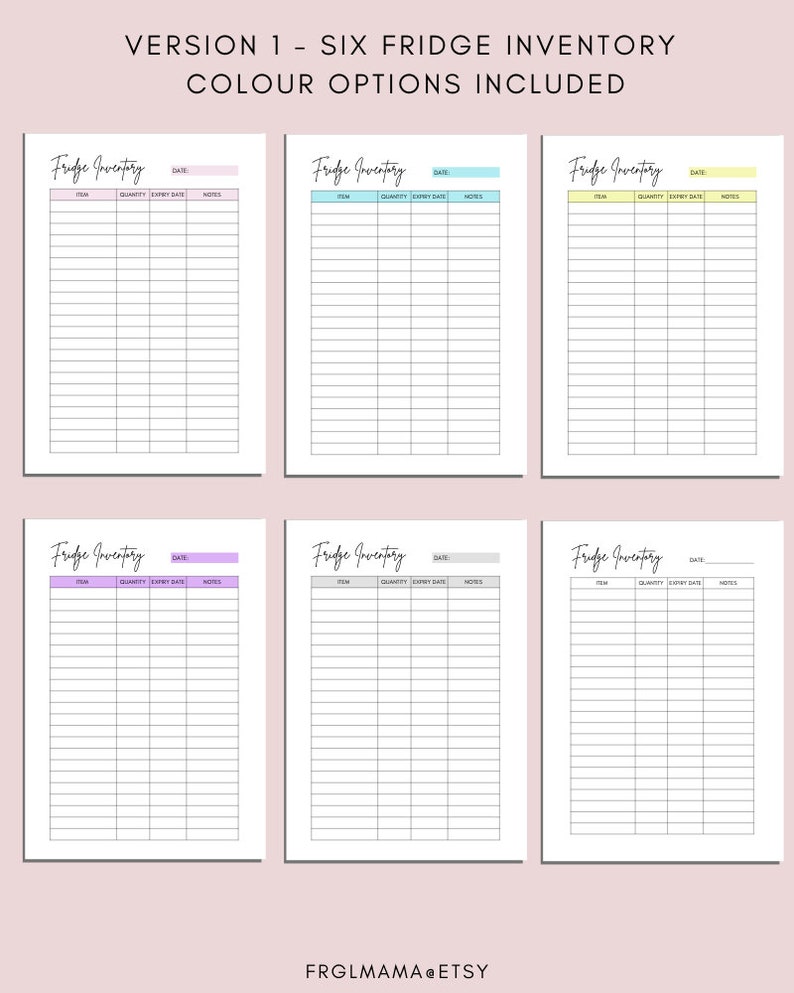 Kitchen Inventory Printable Pantry Fridge and Freezer - Etsy