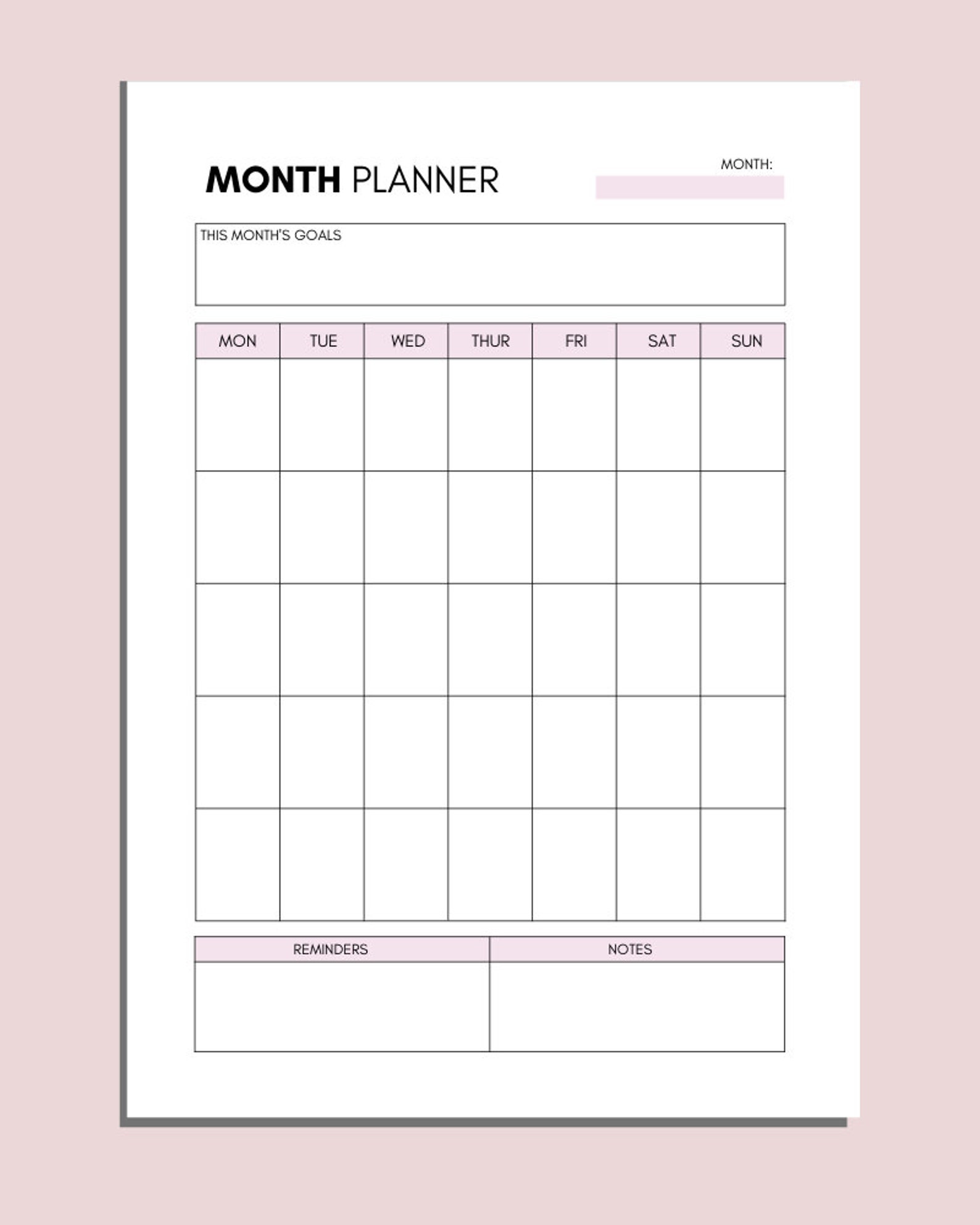 Month Planner Goal Planning A4 A5 Letter PDF - Etsy UK