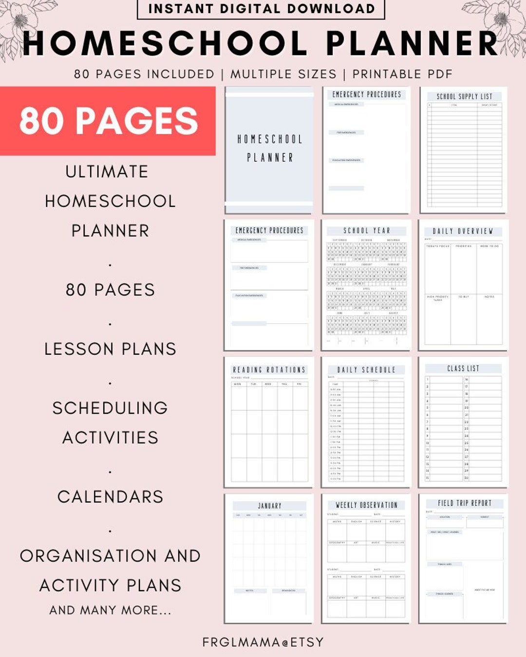 Homeschool Planner, Simple Homeschool Planner, Homeschool Planner Pages ...