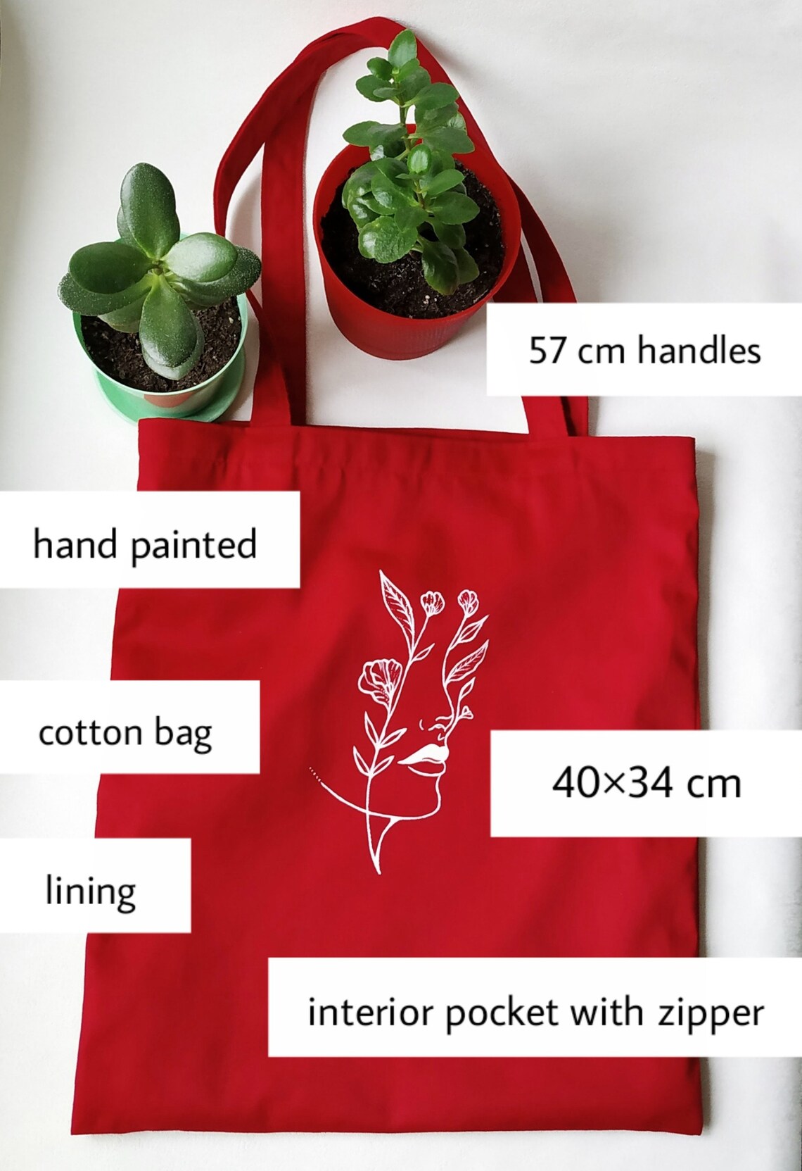 Red Cotton Tote Bag, Shopping Bag - Etsy