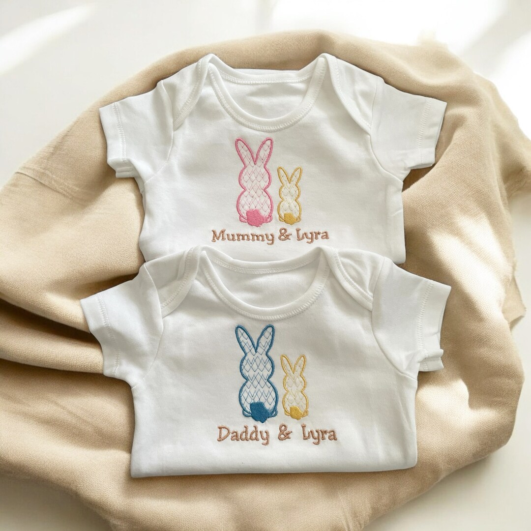 Pair of Embroidered Personalised Baby Bodysuits, Personalised Baby ...