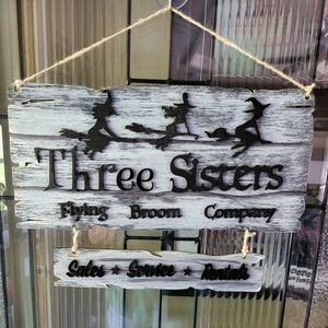 Flying Witch Sign - Three Sister Witches - Three Sister Witches Broom ...