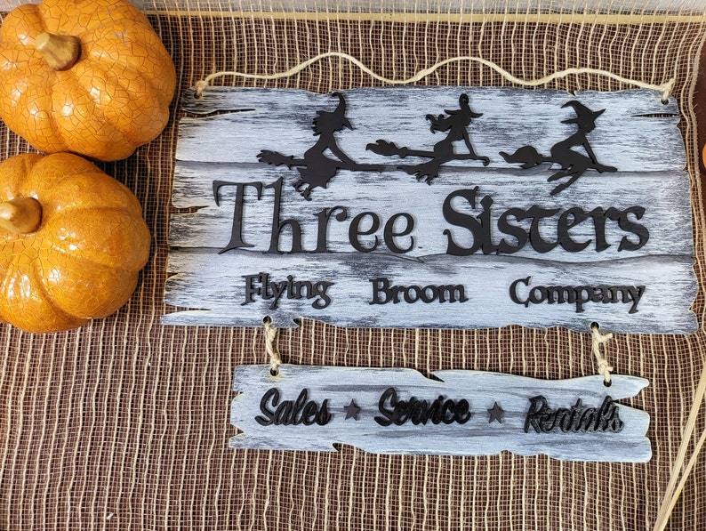 Flying Witch Sign - Three Sister Witches - Three Sister Witches Broom ...