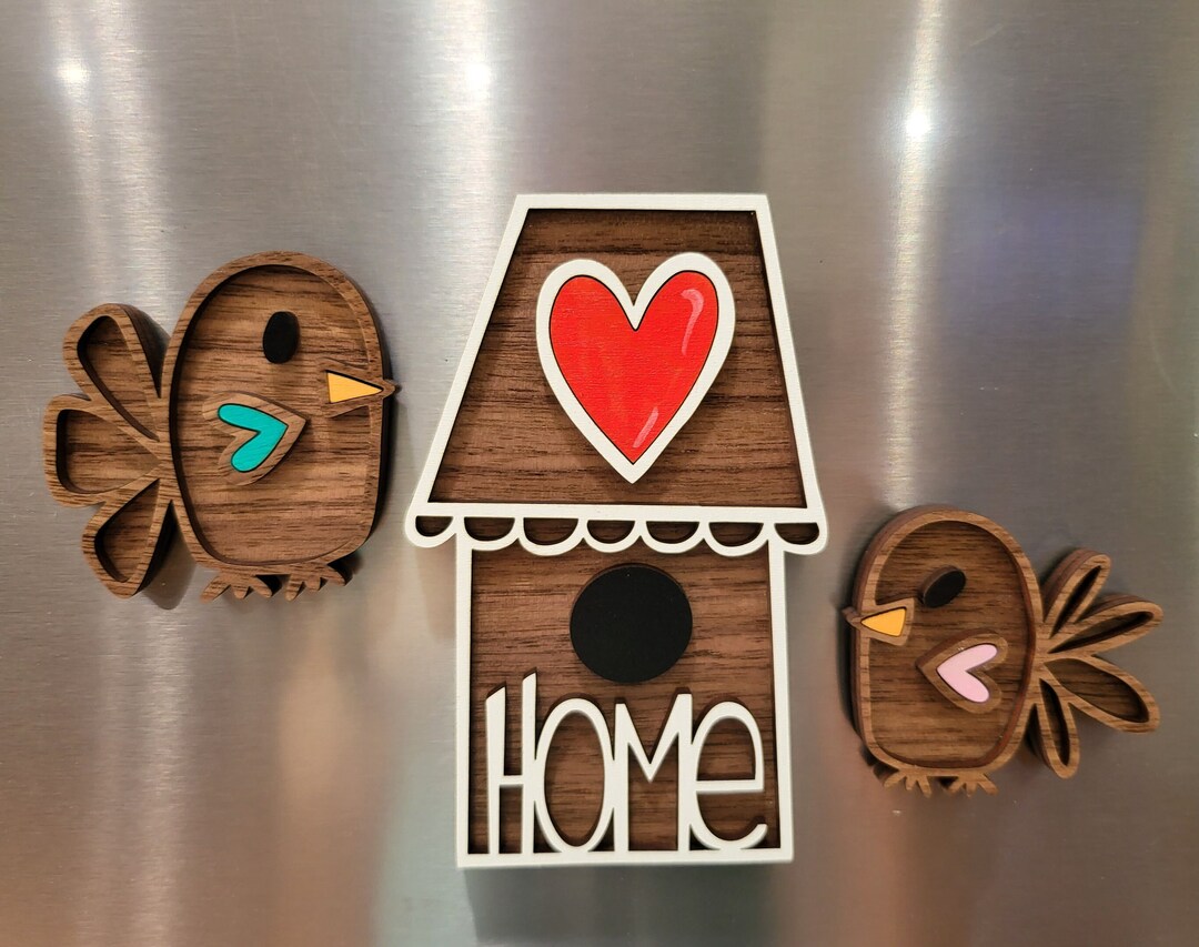 Bird Magnets - Frig Magnets - Wood Bird Magnets - Bird Magnets With ...