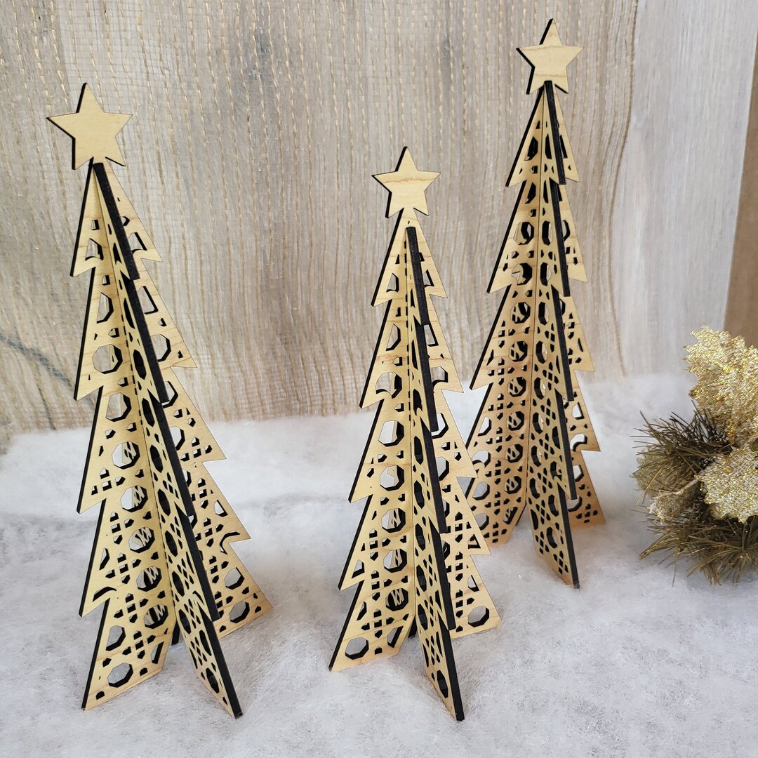 Rattan Trees - Set of Three - Rattan Christmas Trees - 3D Rattan Cane ...