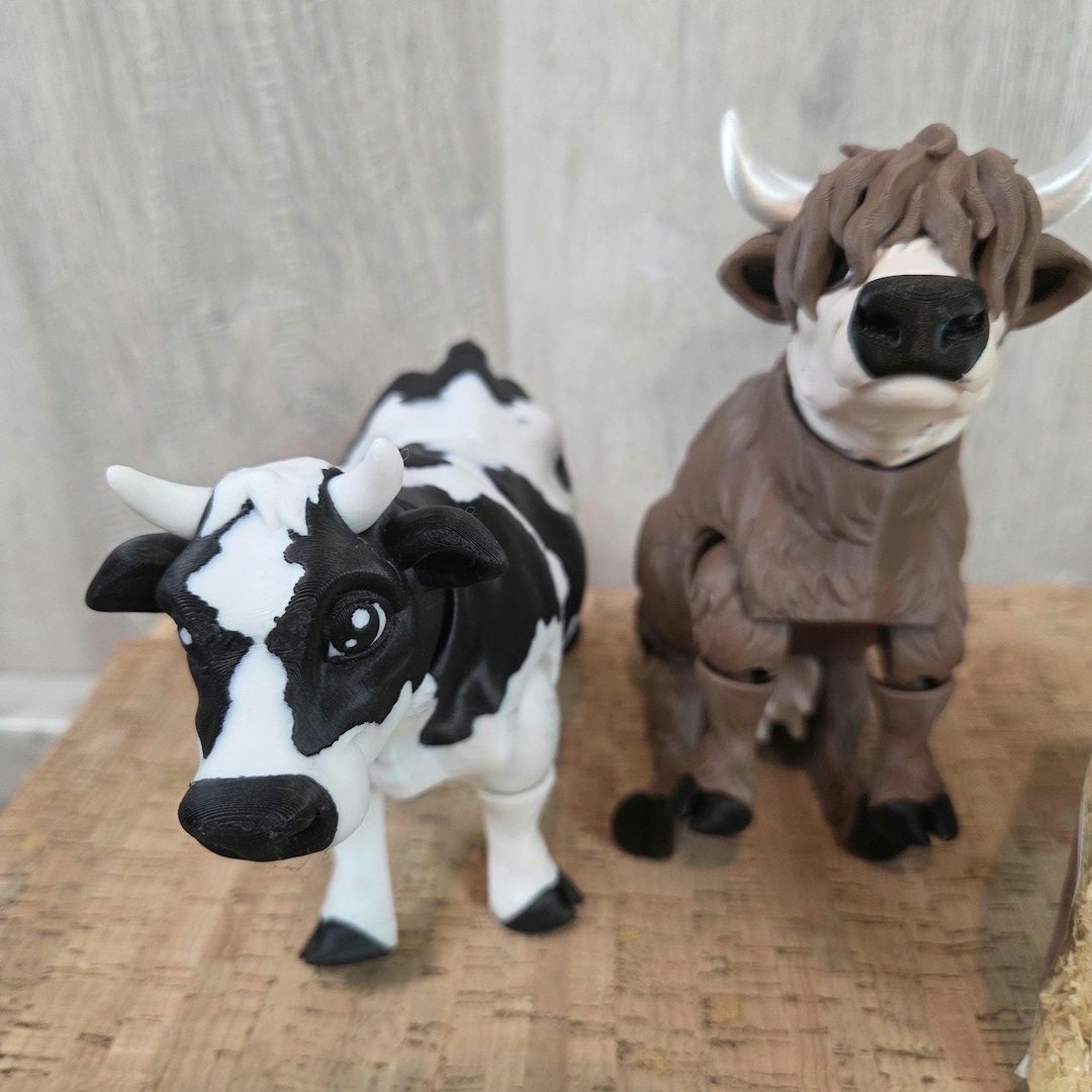 Flexi 3D Printed Cow – Articulated Dairy or Highland Toy - Etsy