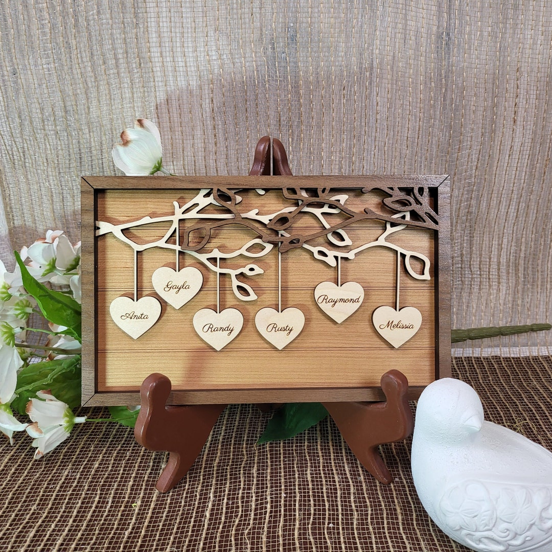 Hanging Hearts Sign - Hanging Hearts Family Sign - Personalized Wooden ...