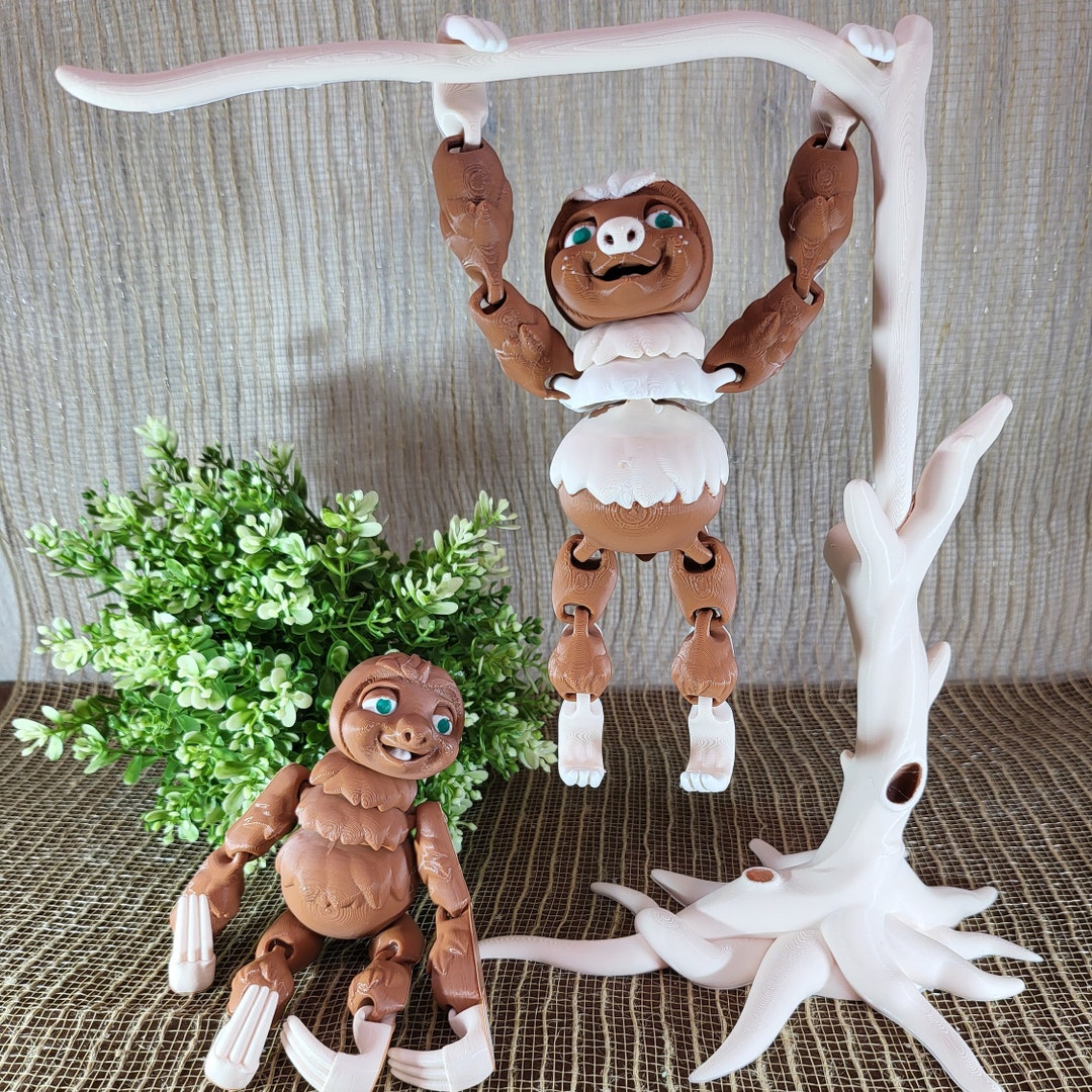 3D Printed Sloths - Flexi-factory Hanging Sloths With Tree - 3D Multi ...