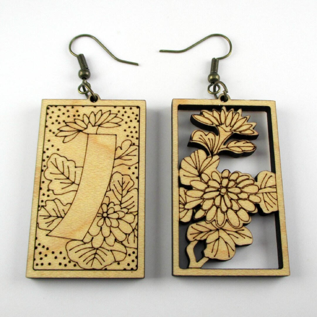 Hanafuda-style Earrings "september 2" Designed off of a Card Game From ...