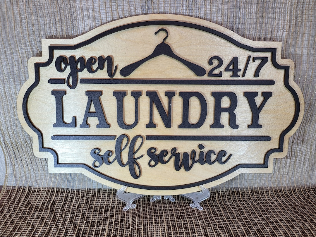 Farmhouse Laundry Room Door Sign - Self Service Laundry Sign - Laundry ...