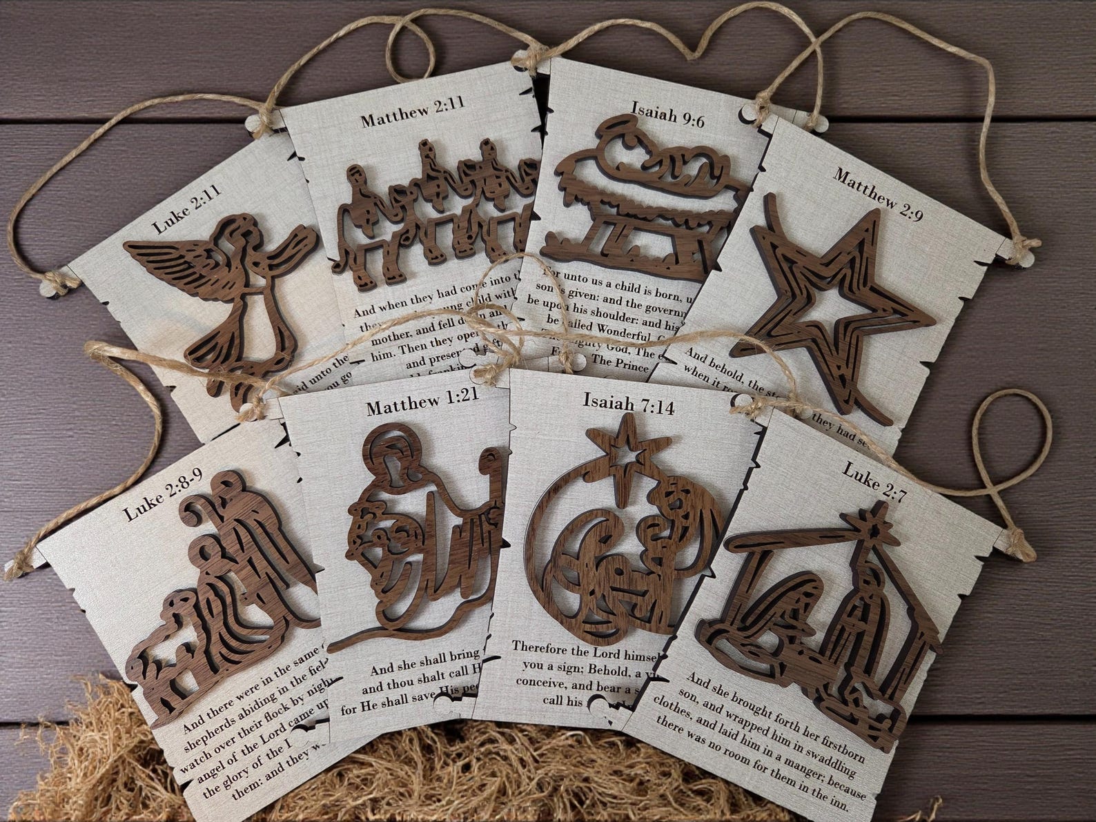 Nativity Bible Verse Ornaments - Bible Scripture Scroll Shaped Ornament ...