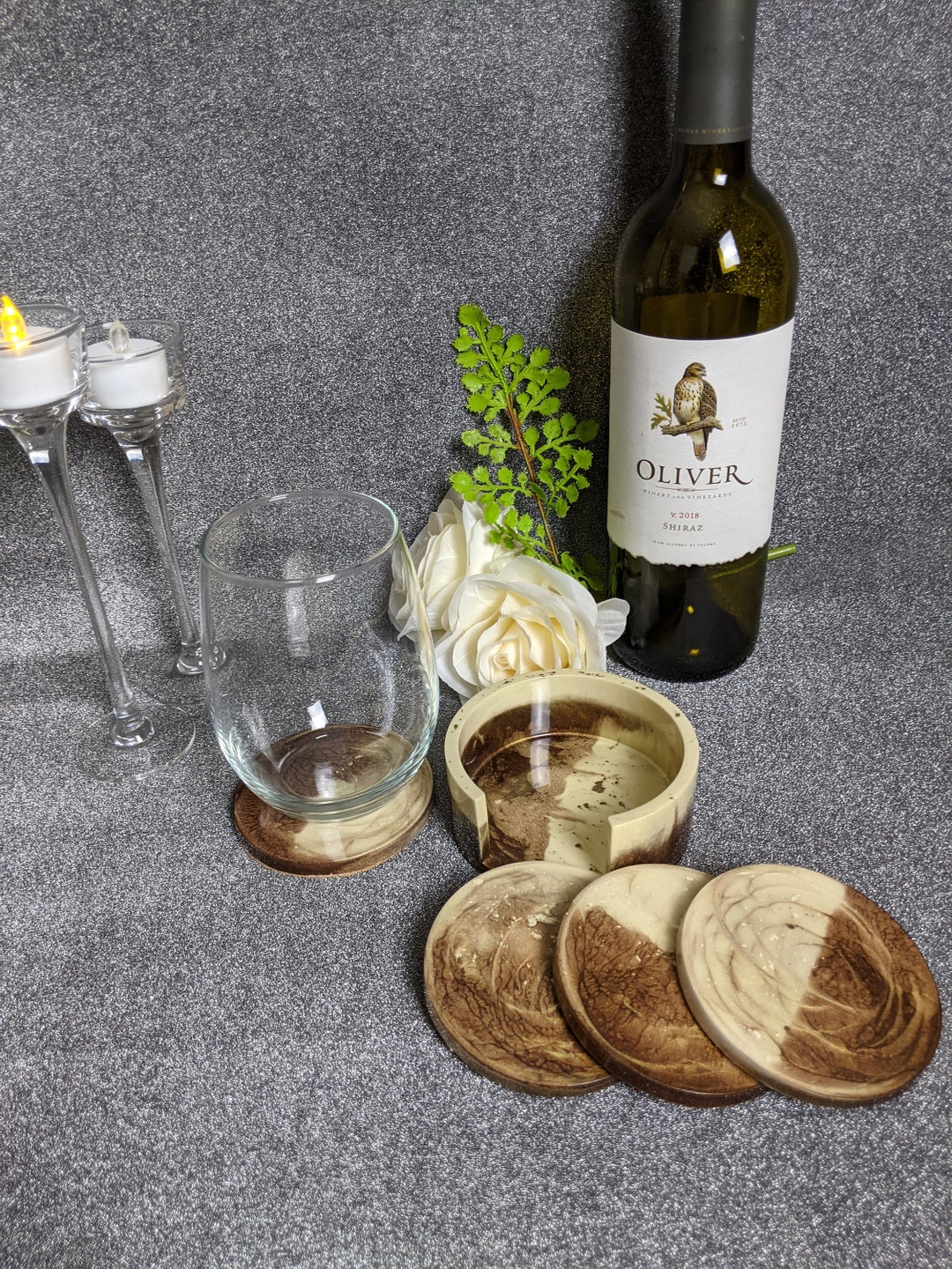 Resin Coaster Set: Interference Gold and Chocolate Kiss Mica Powder in ...