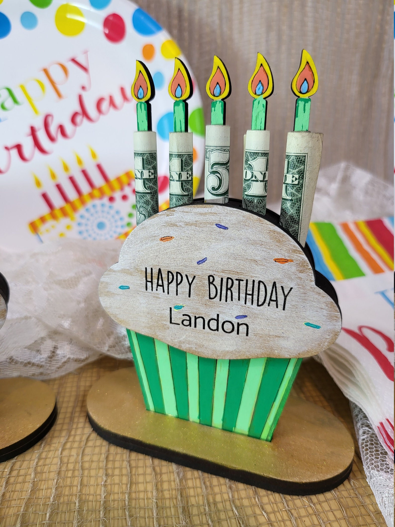 Wood Money Holder - Cupcake Money Candles - Cupcake Money Gift ...