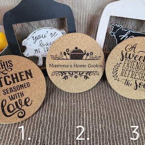 Cork Trivet - Laser Engraved Kitchen Decor - Monogram Hot Pad - Custom ...