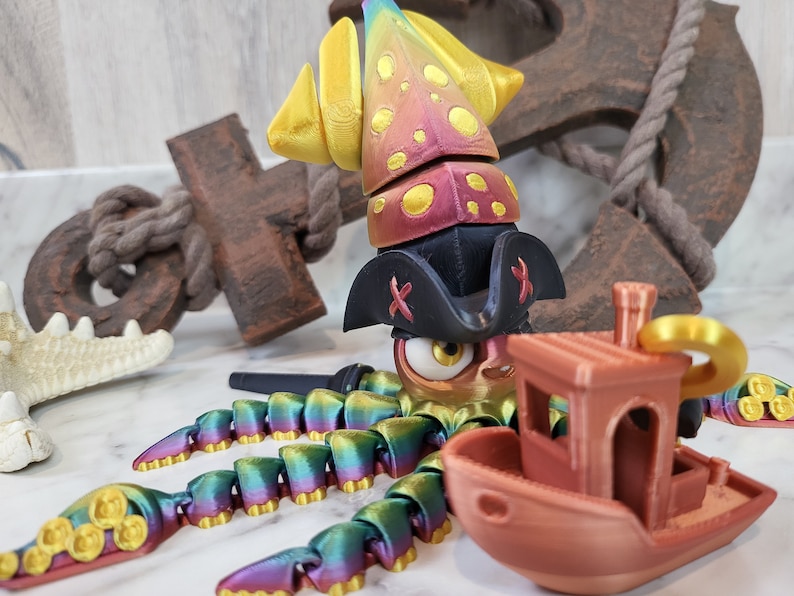 Flexi Factory Squid Pirate- 3D Articulated Flexi Pirate Squid- 3D ...