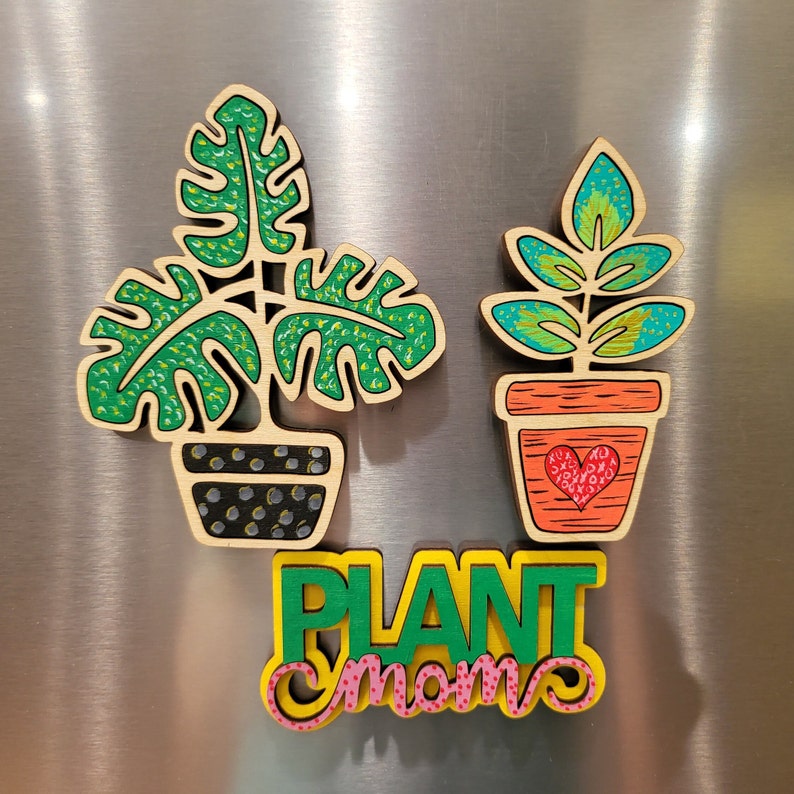 Plant Mom Magnet - Frig Magnets - Houseplant Magnets - Monstera Leaf ...