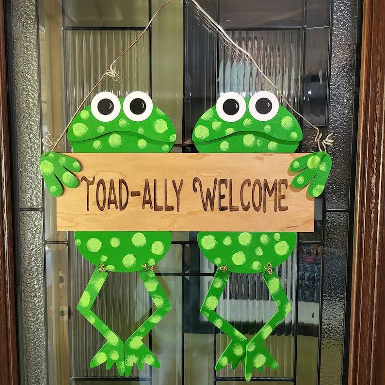 Frog Welcome Sign – Toad-ally Door Decor, Whimsical Hanging Art - Etsy