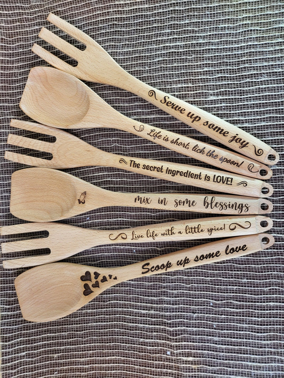 Wooden Spoon or Fork - Salad Servers - Quotes Engraved on Spoon or Fork ...