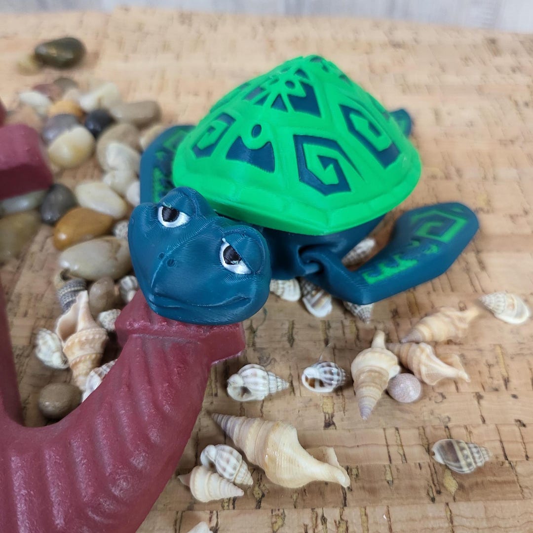 3D Printed Sea Turtle - Flexible Articulated 3D Printed Sea Turtle - Sea Turtle Jewelry Box ...