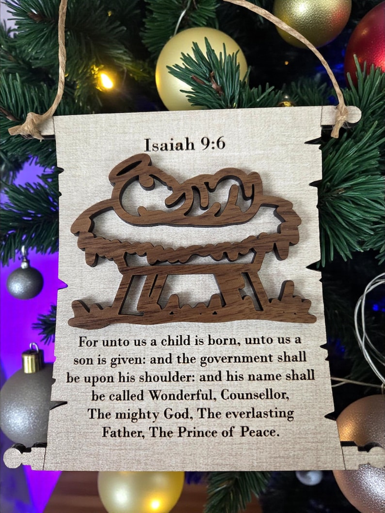 Nativity Bible Verse Ornaments - Bible Scripture Scroll Shaped Ornament ...