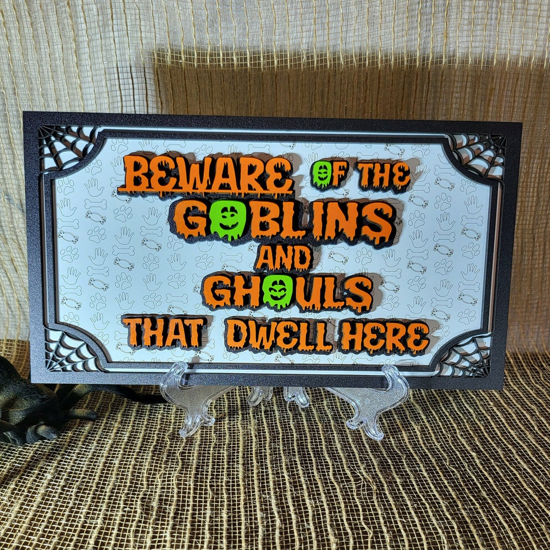 Halloween Laser Cut Sign - Halloween Goblins Sign - Table Top Halloween ...