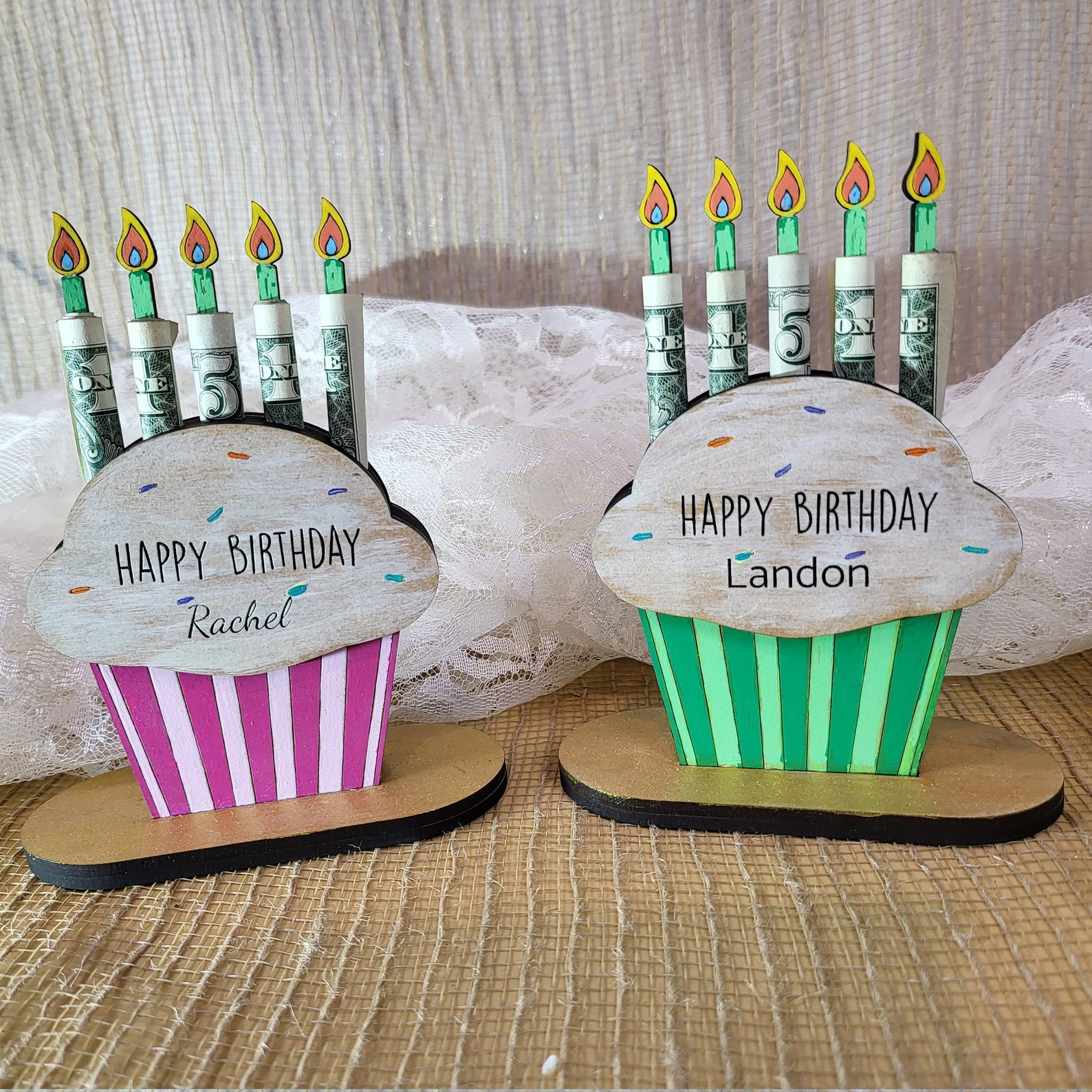 Wood Money Holder - Cupcake Money Candles - Cupcake Money Gift ...