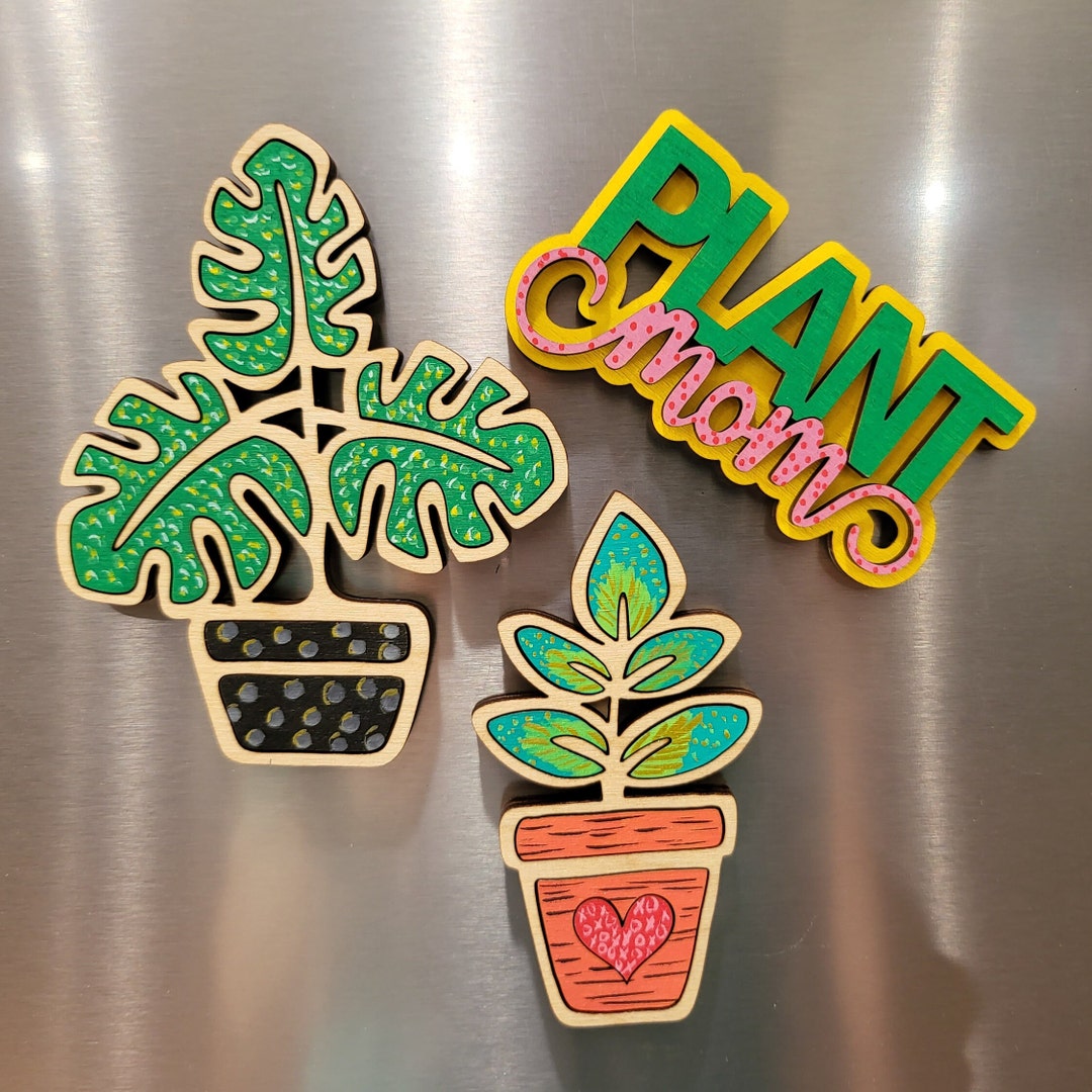 Plant Mom Magnet - Frig Magnets - Houseplant Magnets - Monstera Leaf ...