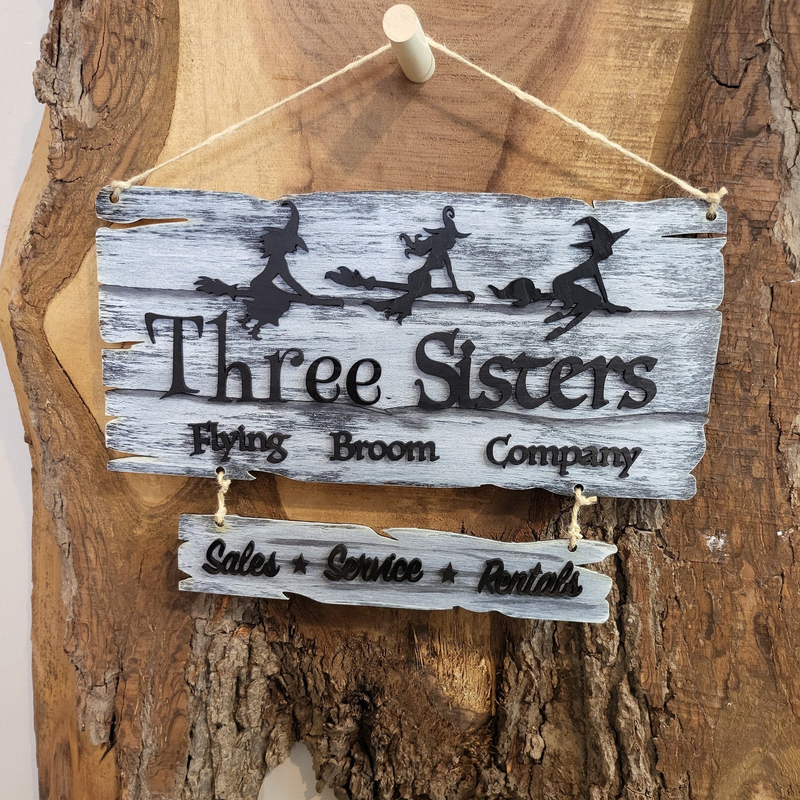 Flying Witch Sign - Three Sister Witches - Three Sister Witches Broom ...