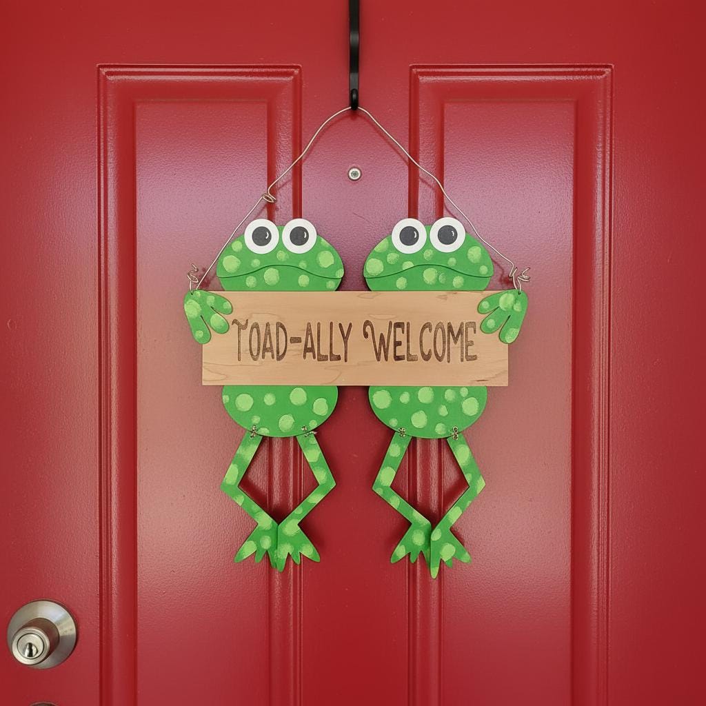 Frog Welcome Sign – Toad-ally Door Decor, Whimsical Hanging Art - Etsy