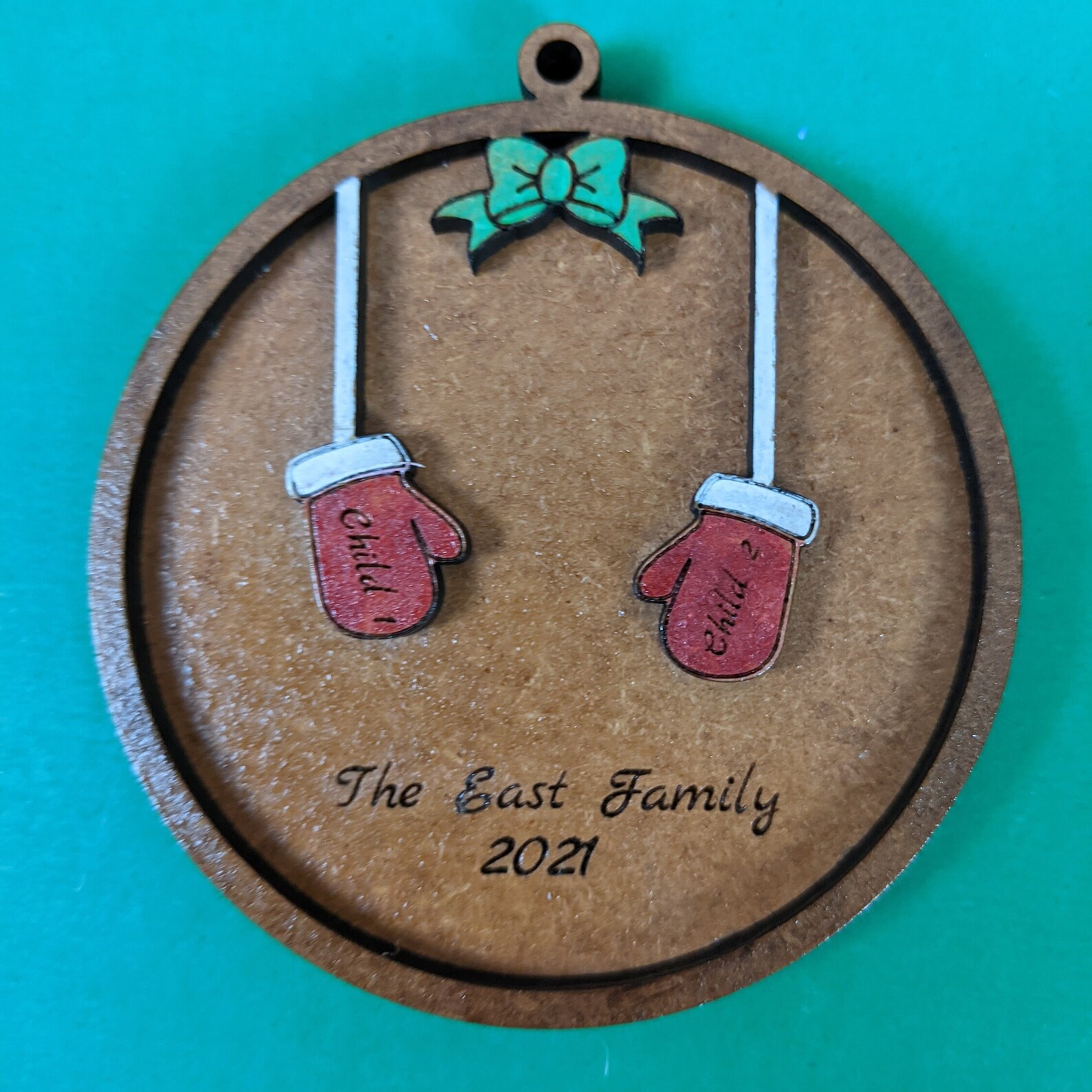 Personalized Family Mitten Ornament – Engraved Wood, Ruby Red - Etsy