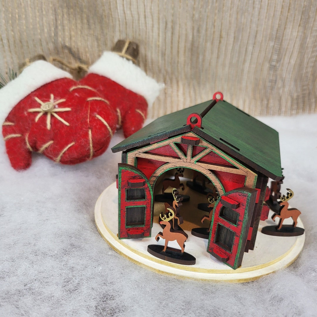 Reindeer Barn - Santa's Reindeer Barn -reindeer Barn Laser Cut ...