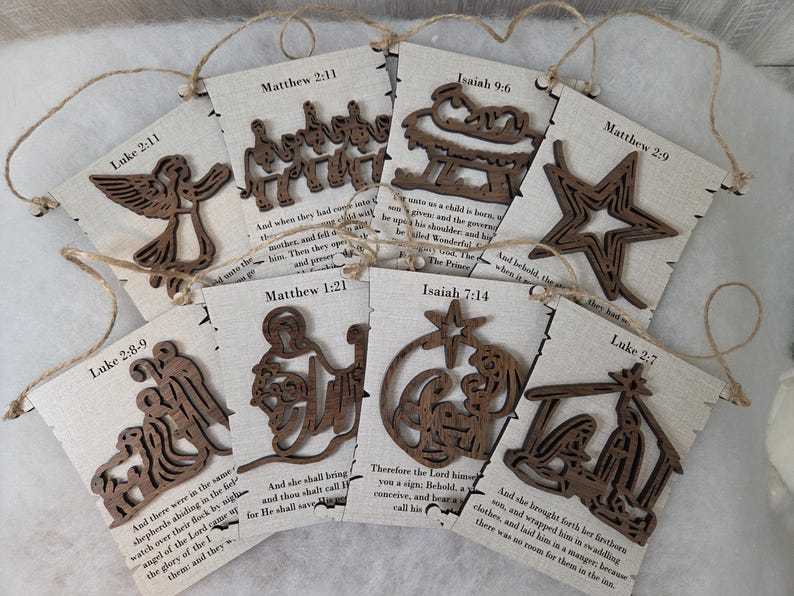 Nativity Bible Verse Ornaments - Bible Scripture Scroll Shaped Ornament ...