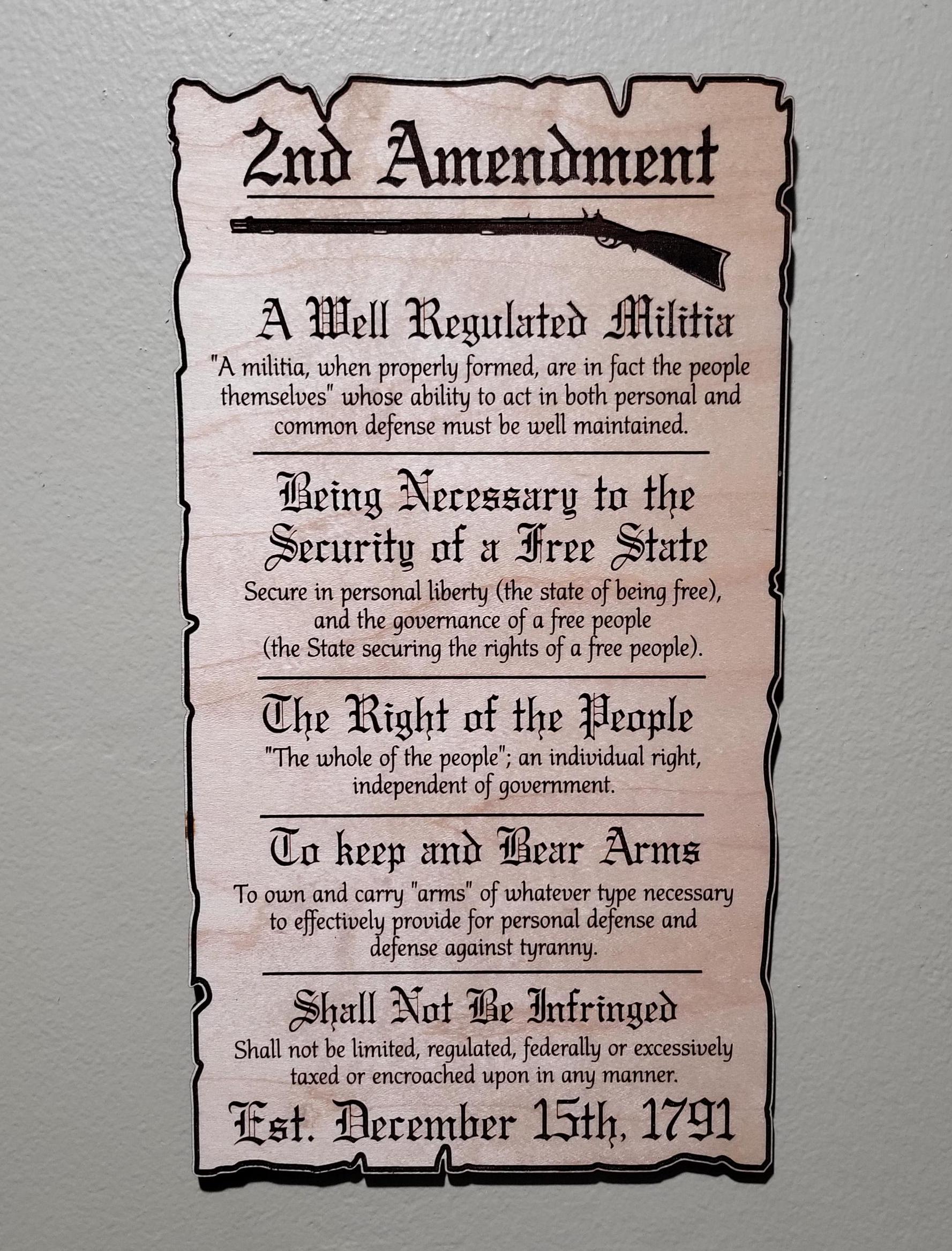 Laser Engraved and Cut 2nd Amendment Wall Plaque - 2nd Amendment Plaque ...