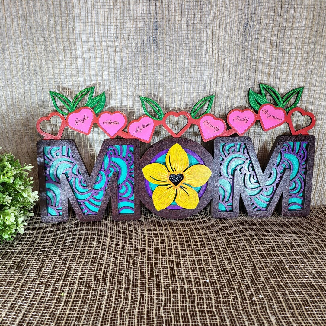 Layered Mom Sign - 3D Laser Cut Mandala Layered Mom Sign - Mom ...